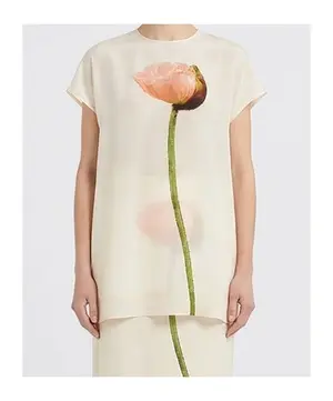 Simone Rocha Floral Print Round Neck Top