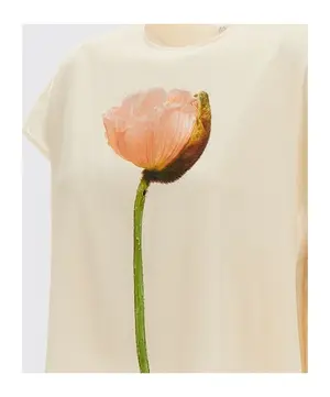 Simone Rocha Floral Print Round Neck Top