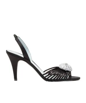 Valentino Garavani Coeur Royal Satin Sandal 85mm - Black
