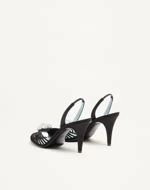 Valentino Garavani Coeur Royal Satin Sandal 85mm - Black