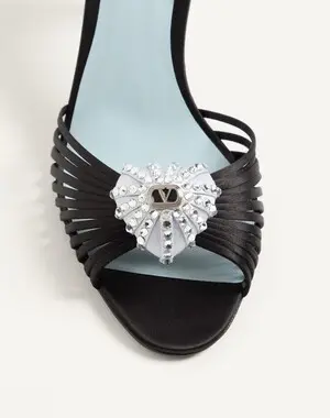 Valentino Garavani Coeur Royal Satin Sandal 85mm - Black
