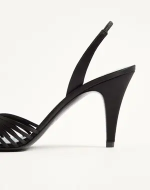 Valentino Garavani Coeur Royal Satin Sandal 85mm - Black