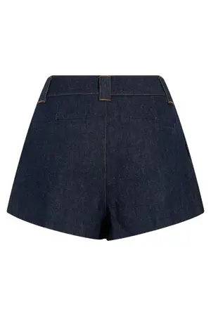 FRAME The Structural Pleated Denim Shorts - Black