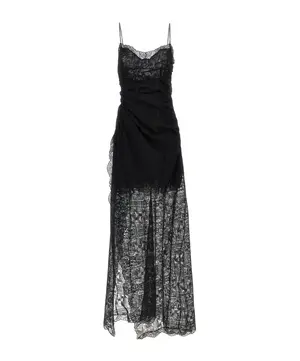 Ermanno Scervino Majolica Draped Lace Maxi Dress