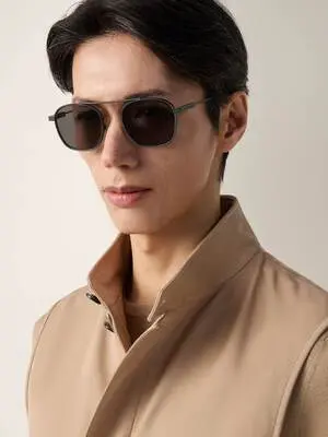 Zegna Pilot Frame Sunglasses - Gray