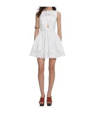 SELF-PORTRAIT Broderie-anglaise Mini Dress - White