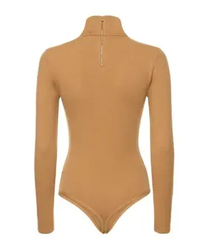 Michael Kors Cashmere Blend Knit Turtleneck Bodysuit - Nude