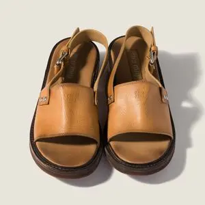 Miu Miu Leather Sandals - Brown