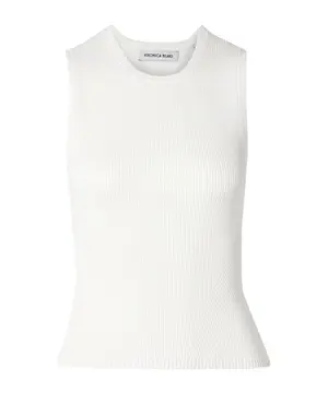 Veronica Beard Ribbed Knit Vest - White