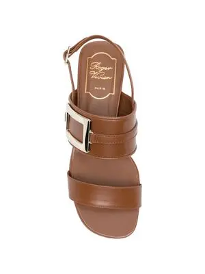 ROGER VIVIER Buckle-detailed Slingback Sandals - Brown