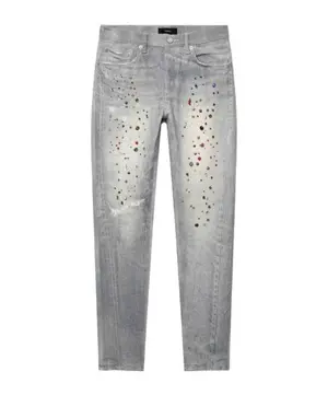 PURPLE BRAND Embellished Belt Loop Jeans - Gray