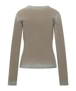Off-White Logo Printed Crewneck Top - Beige