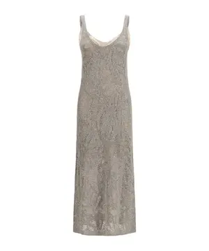 Brunello Cucinelli Linen Maxi Dress - Gray