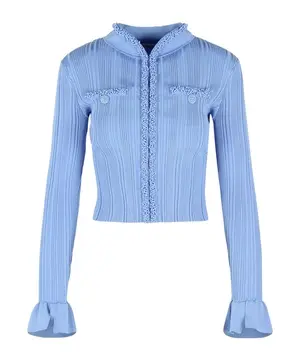 SELF-PORTRAIT Stand Collar Jacket With Beaded Details And Ruffled Cuffs
