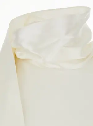 Bottega Veneta Sleeveless Stretch Satin Top With Scarf Detail - White