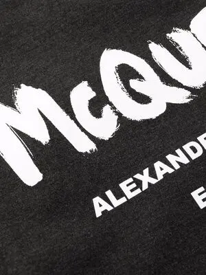 Alexander McQueen Logo Print Mini Dress - Black
