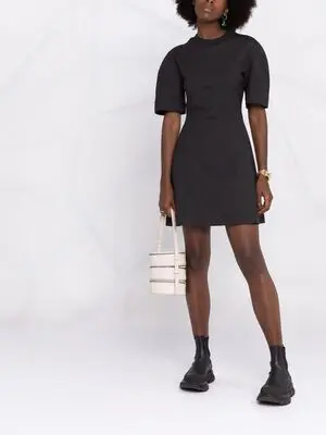 Alexander McQueen Logo Print Mini Dress - Black