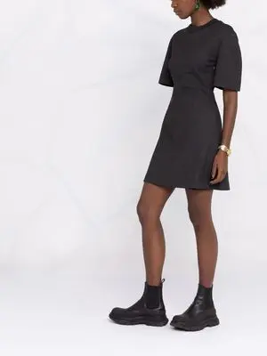 Alexander McQueen Logo Print Mini Dress - Black