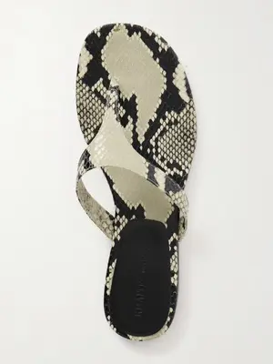 Khaite Archer Snakeskin Leather Thong Sandals