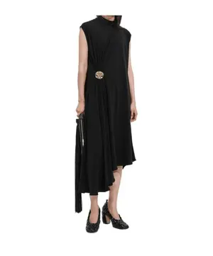 Bottega Veneta Sleeveless Crepe Jersey Dress With Asymmetrical Design - Black
