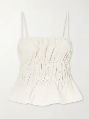 Staud Ayla Ruffled Linen Tank - Neutrals