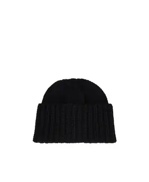 Saint Laurent Logo Patch Beanie - Black