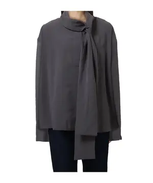 Studio Nicholson Long Sleeve Top With Scarf Neckline - Black