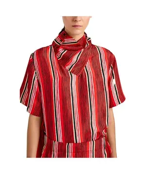 Proenza Schouler Striped High Neck Blouse - Red