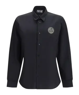 Versace Emblem Logo Patch Shirt - Black