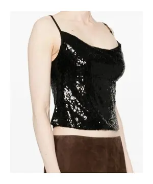 Versace Sequin Embellished Spaghetti Strap Top