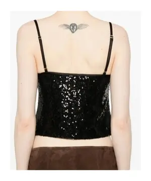 Versace Sequin Embellished Spaghetti Strap Top