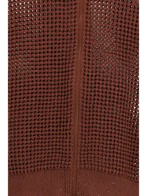Brunello Cucinelli Open-knit Short-sleeved Zipper Cardigan - Brown