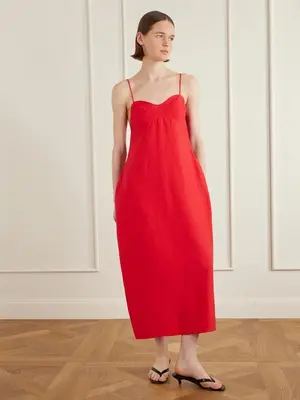 RÓHE Dahippa Cotton Dress With Corset Detail - Red