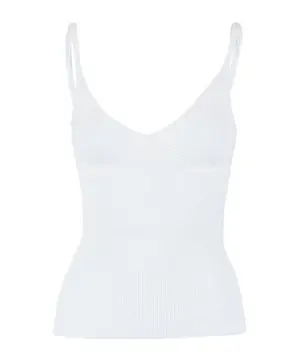 P.a.r.o.s.h Ribbed Knit V-neck Top - White