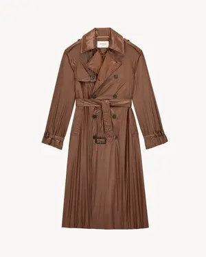 Saint Laurent Trench Coat In Water-repellent Polyester - Brown