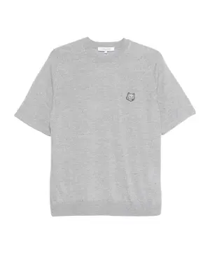 Maison Kitsuné Fox Head Short Sleeve Jumper - Gray