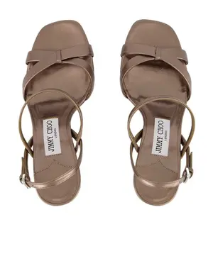 JIMMY CHOO Elsy 85 Metallic Nappa Leather Heeled Sandals - Multicolor