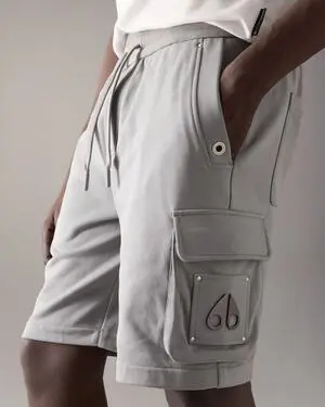 Moose Knuckles Drawstring Cargo Shorts With Ribbed Waistband And Cuffs - Gray