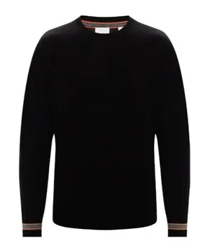 Burberry Icon Stripe Trim Knit Sweater
