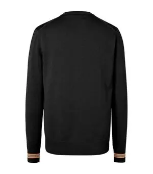 Burberry Icon Stripe Trim Knit Sweater