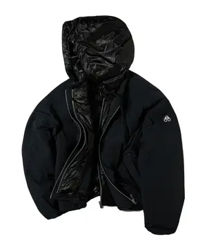 Moose Knuckles Tegan Bomber Down Jacket With Hood - Black