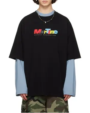 Martine Rose Oversized Logo Printed T-shirt - Black