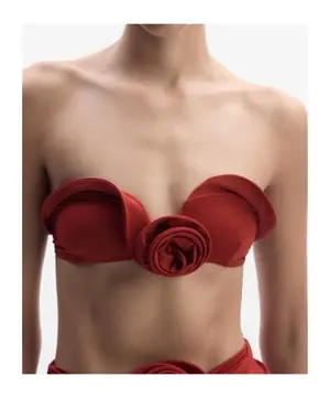 Magda Butrym Floral Bandeau Bikini Top - Red
