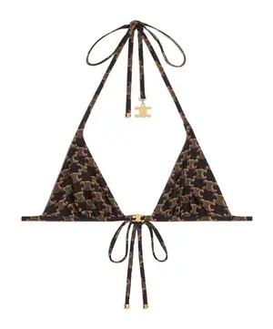 Celine Triomphe Triangle Top In Monogram Matte Jersey - Black