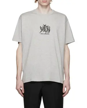 Burberry Deer-embroidered Cotton T-shirt - Gray