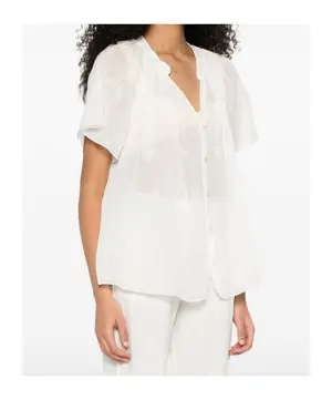 FORTE_FORTE Embroidered Floral Short Sleeve Blouse