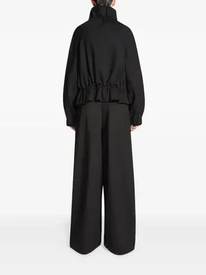 Dries Van Noten Ruffled Neck Zip-up Jacket - Black