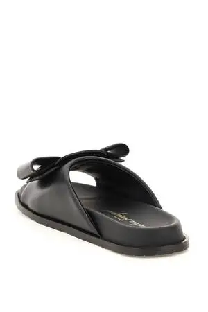 FERRAGAMO Bow Detail Leather Slides