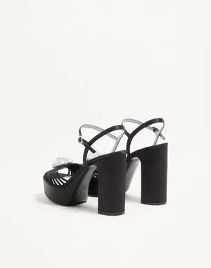 Valentino Garavani Coeur Royal Platform Sandals In Satin 115mm