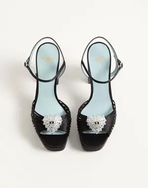 Valentino Garavani Coeur Royal Platform Sandals In Satin 115mm